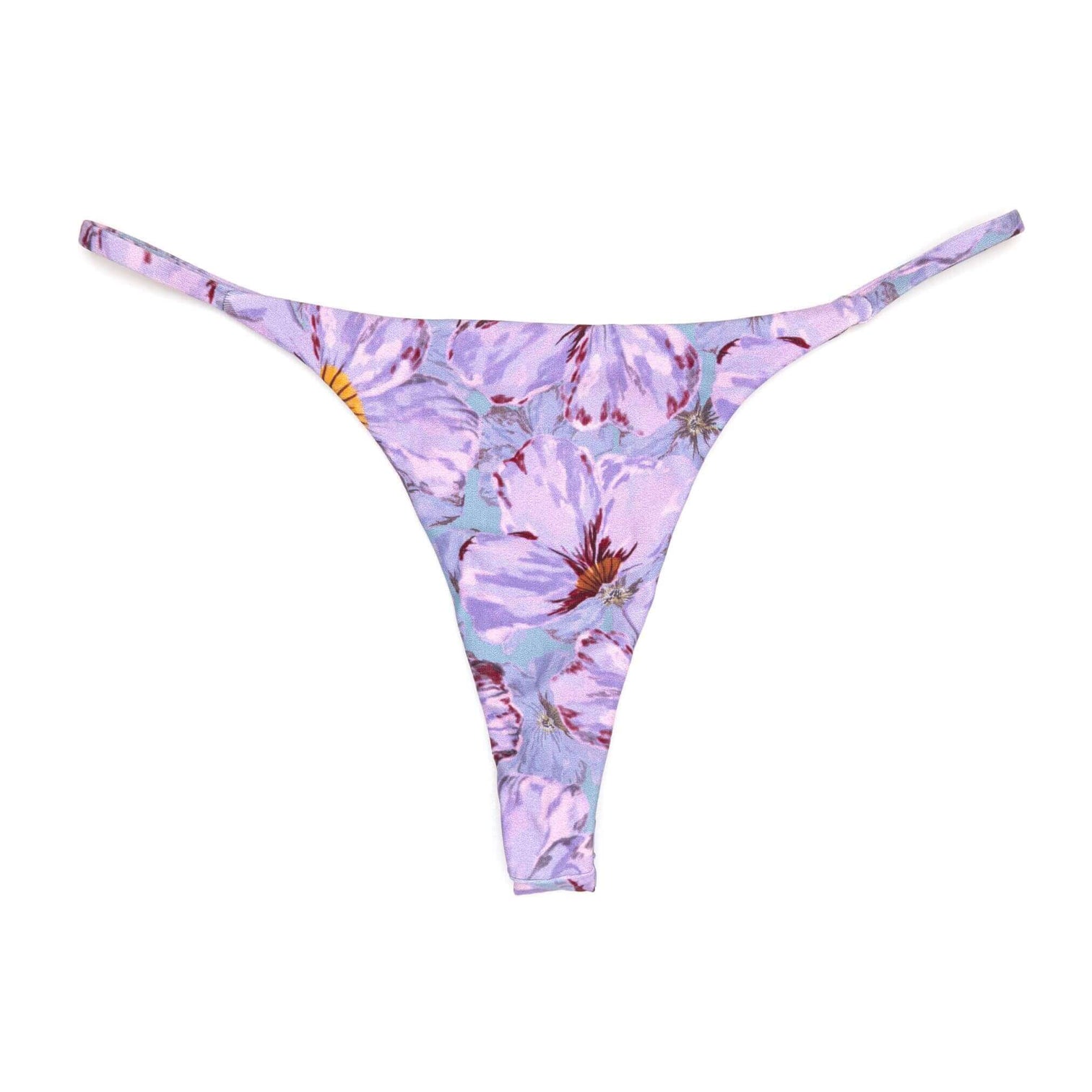Purple Floral Thong Bottom | Minimal Coverage Swimwear – Midori Bikinis